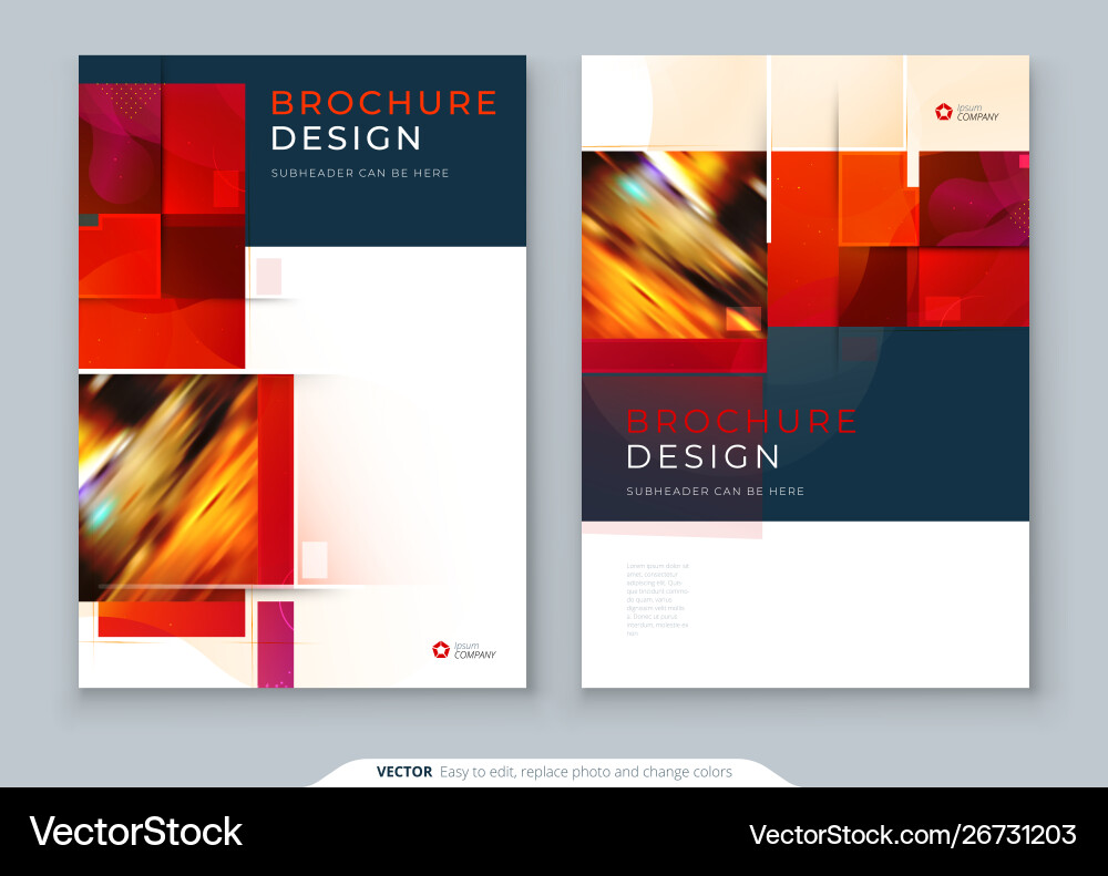 Red brochure cover template layout design Vector Image