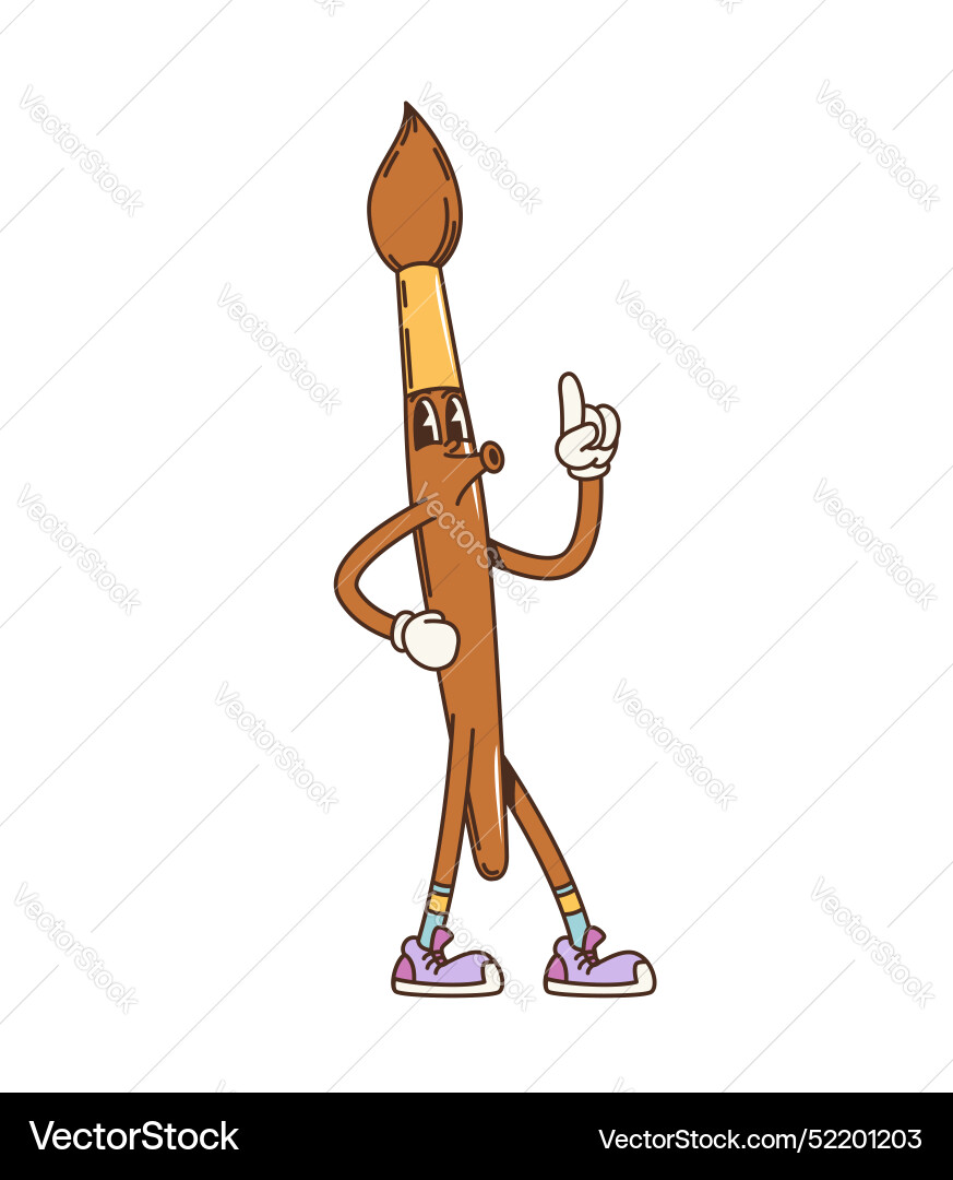 Retro Paint Brush Character Royalty Free Vector Image