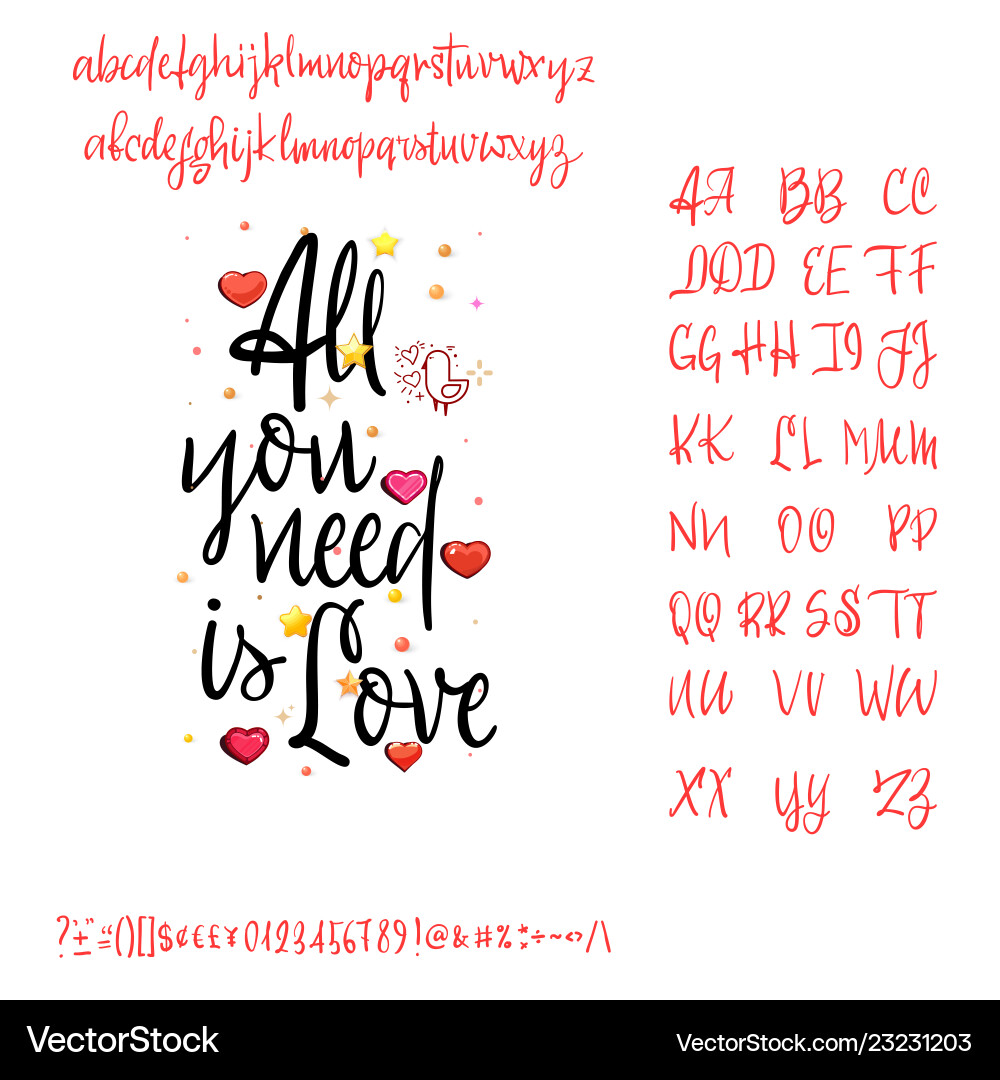 Romantic Calligraphy Love Lettering Royalty Free Vector