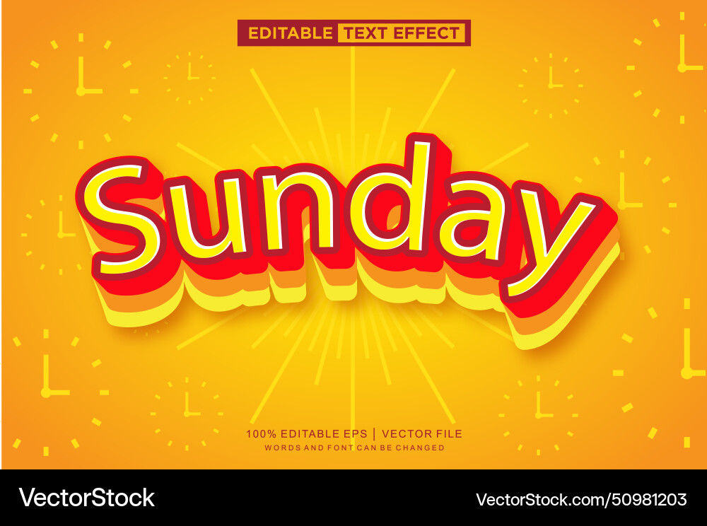 Sunday text effect editable template Royalty Free Vector