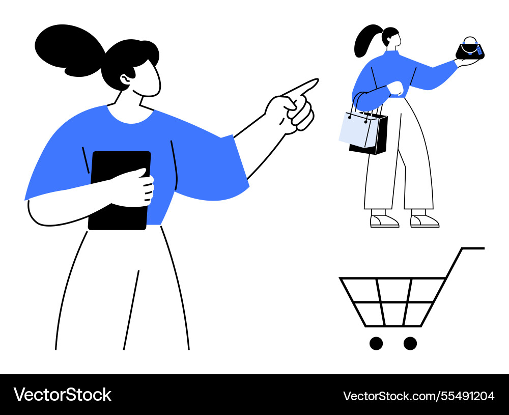 Female shopper with a clipboard directing Vector Image