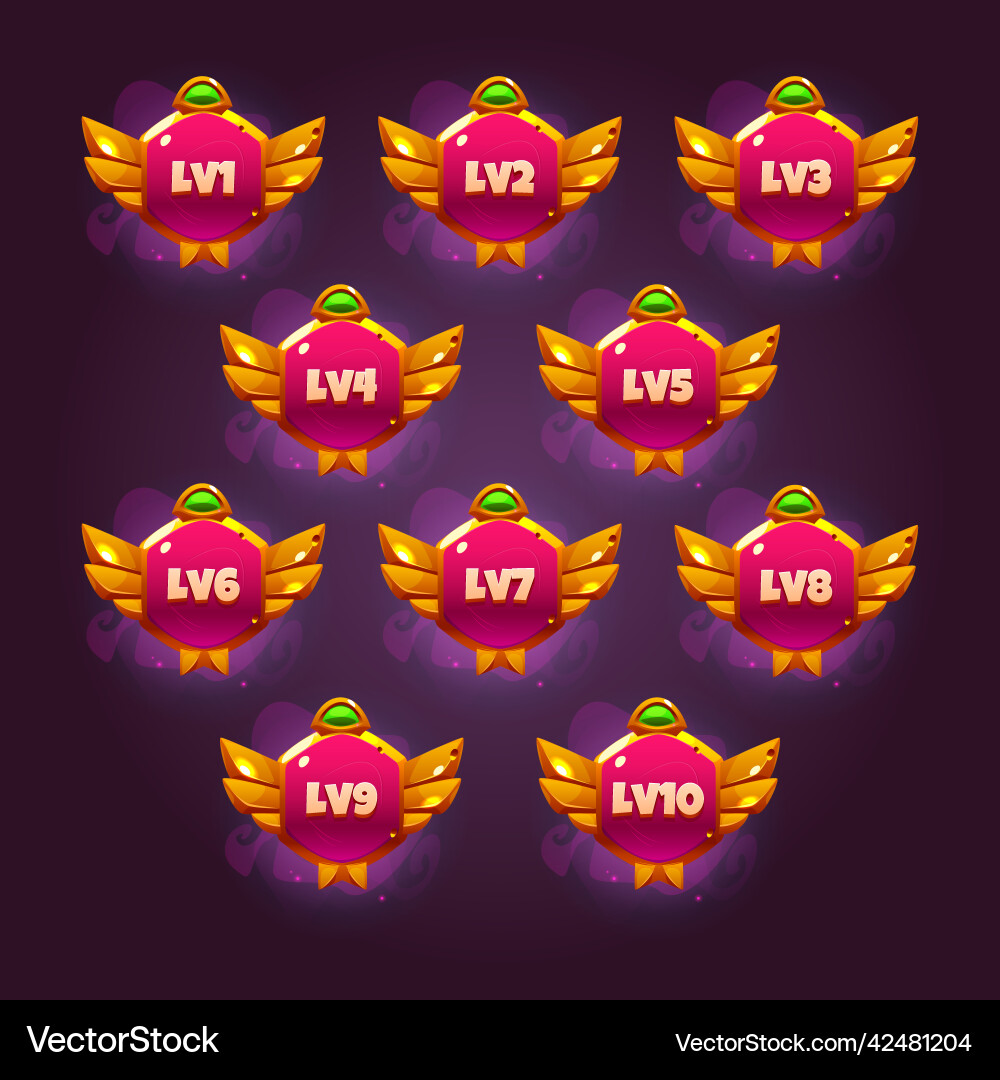 Game badges of level number Royalty Free Vector Image