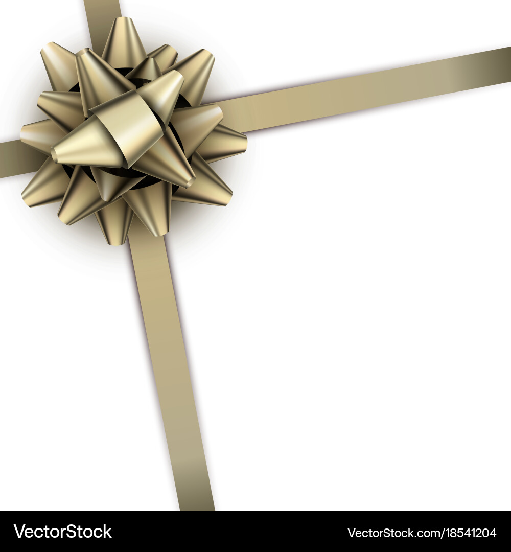 Golden bow with ribbon isolated on white Vector Image