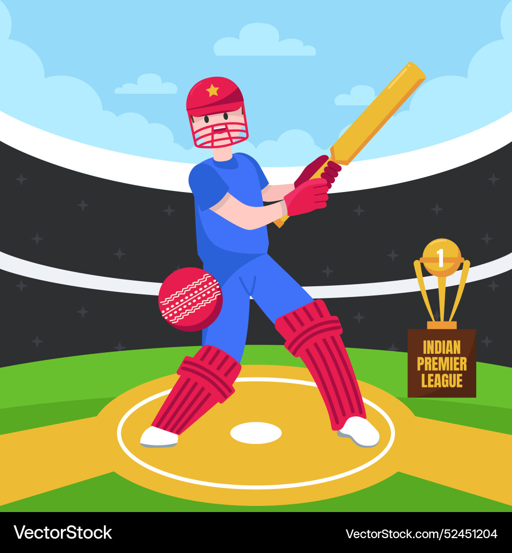 Ipl cricket in hand drawn style Royalty Free Vector Image