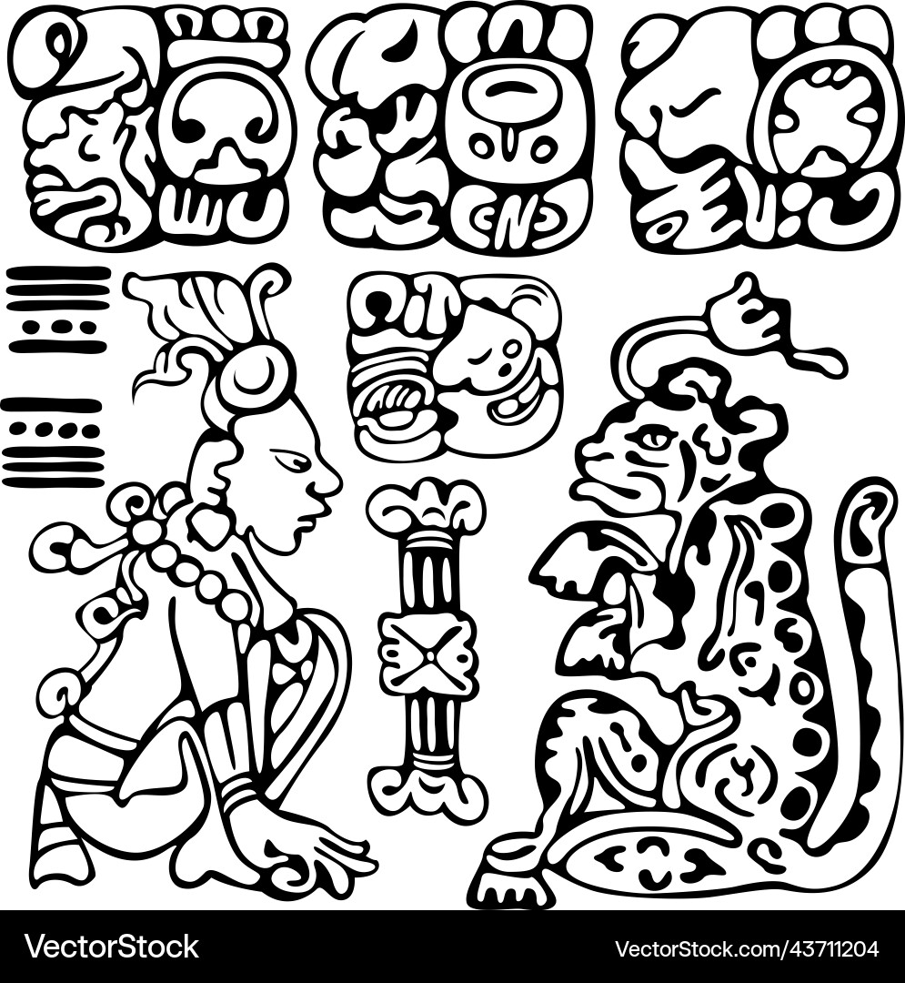 Mayan glyphs set Royalty Free Vector Image - VectorStock