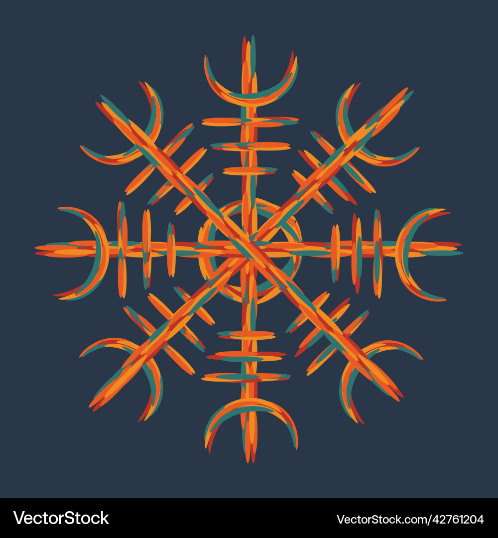 Runic viking color brush symbol Royalty Free Vector Image