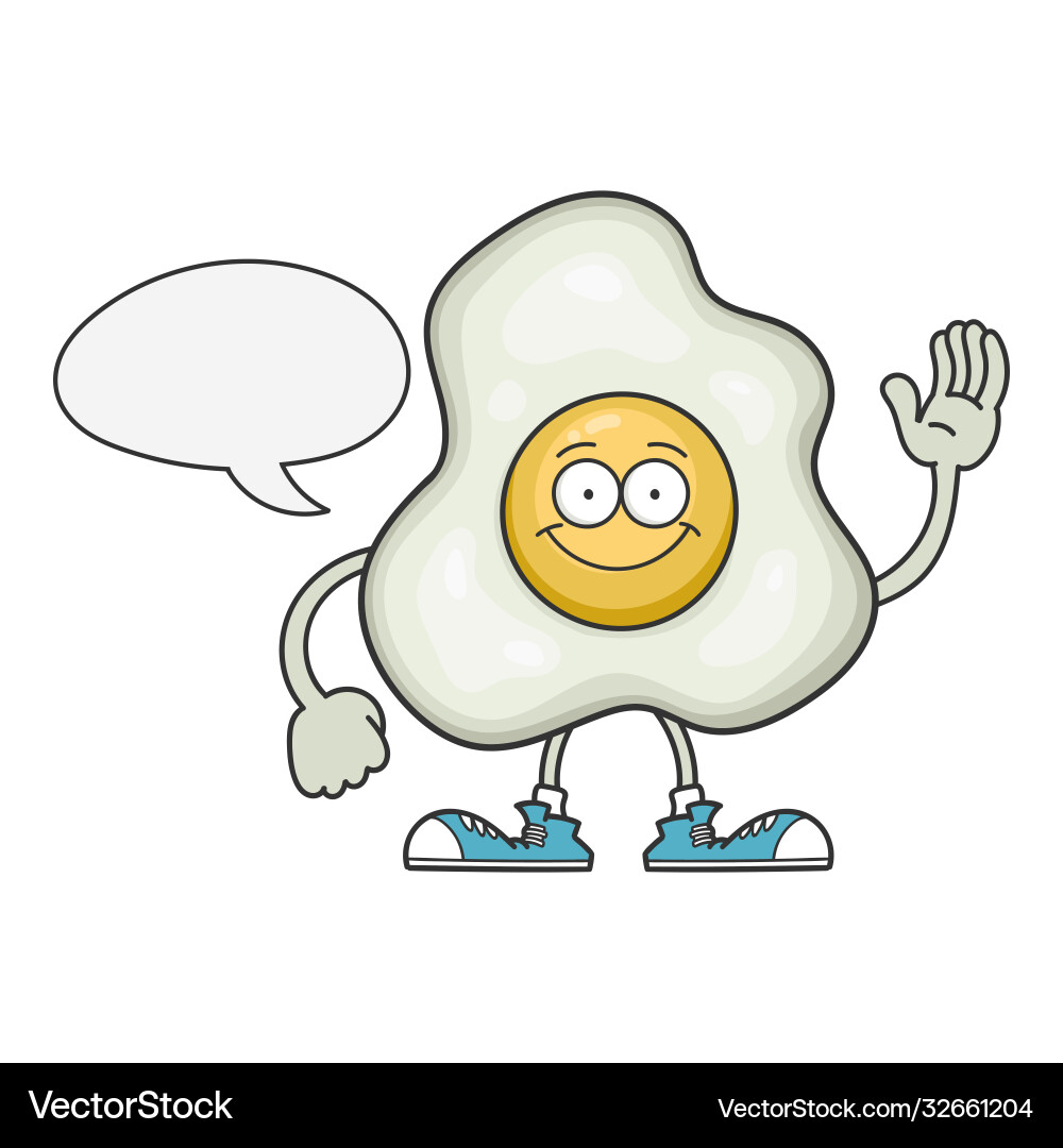 Smiling fried egg cartoon character Royalty Free Vector