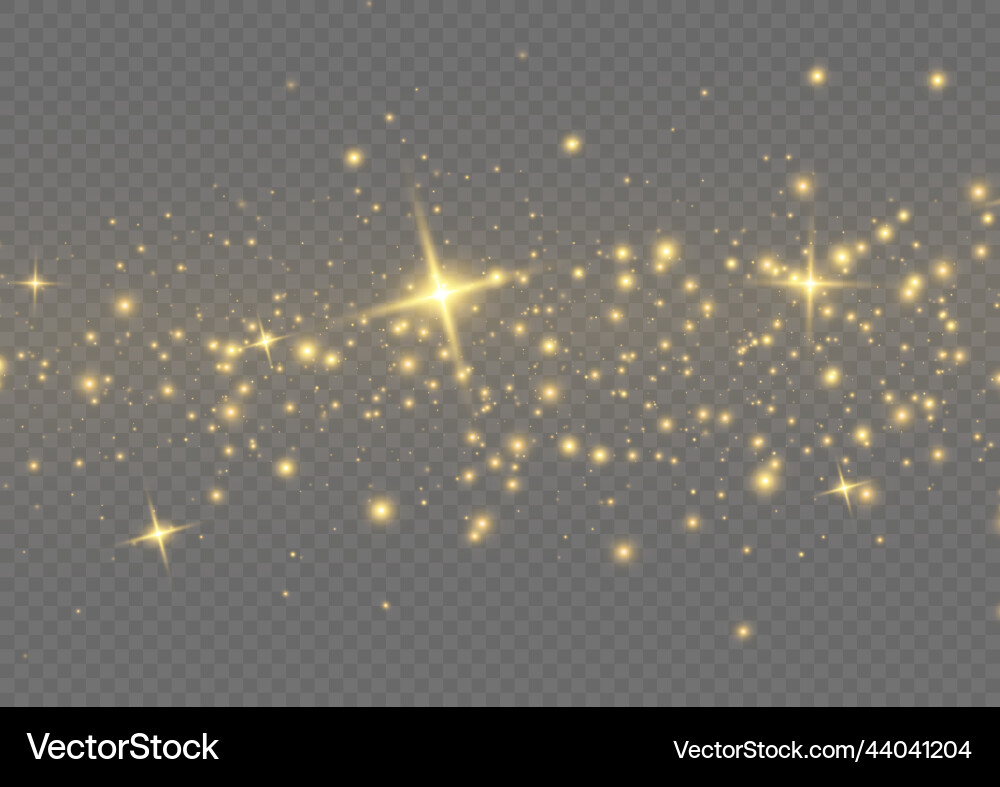 Starry gold dust flash light spark sparkle stars Vector Image