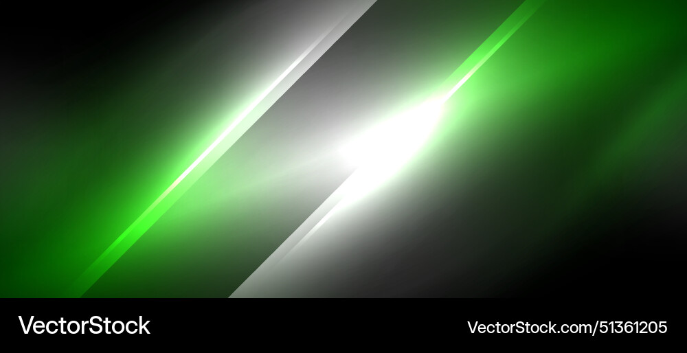 Bright green and white light glowing on dark black