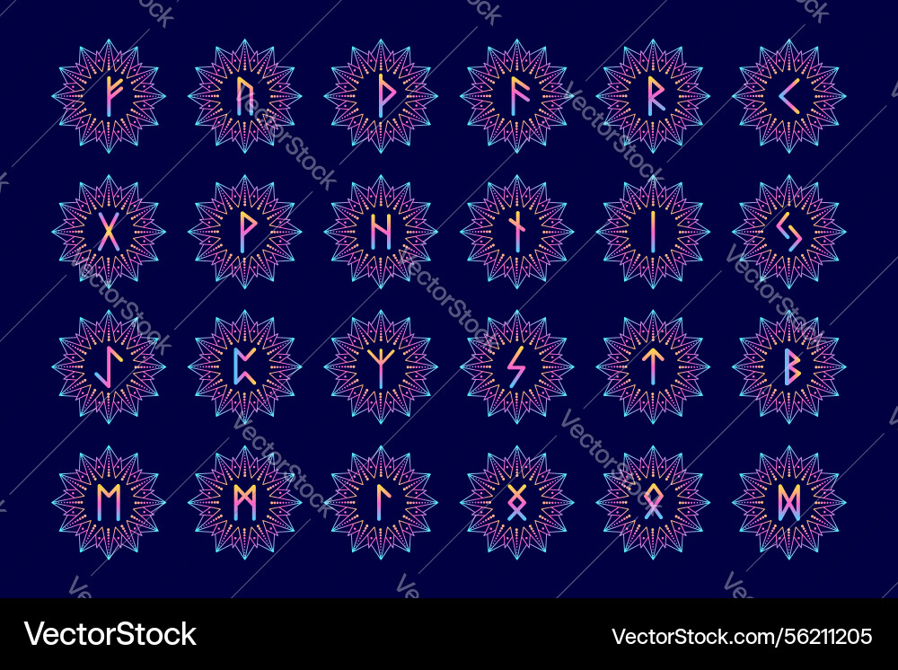 Collection of nordic runes Royalty Free Vector Image