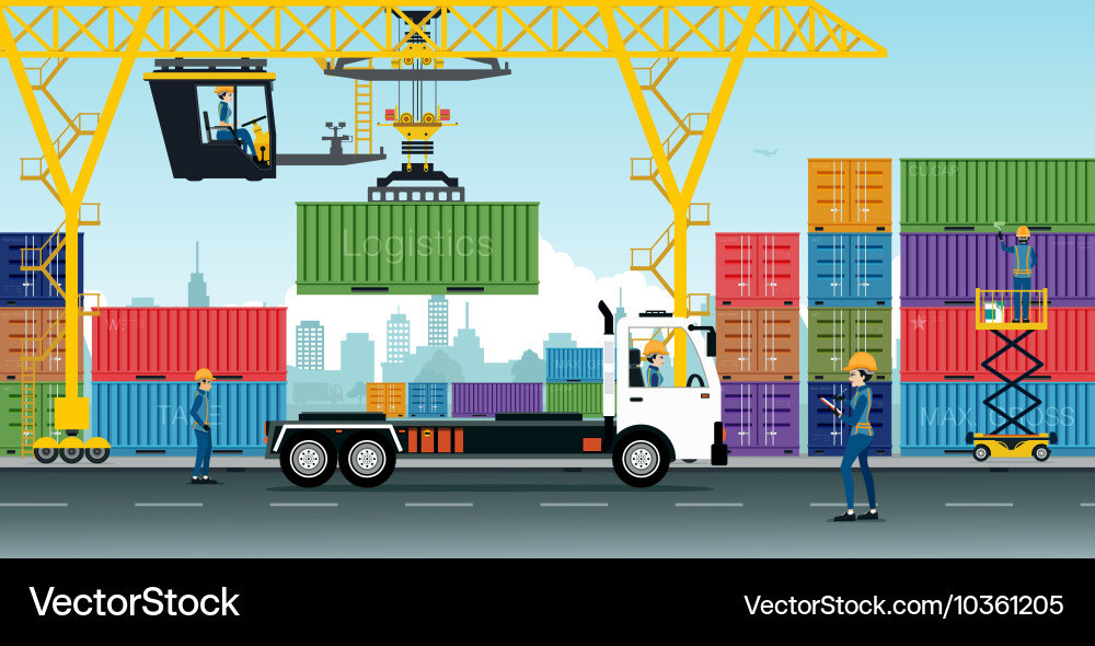 Container cranes Royalty Free Vector Image - VectorStock