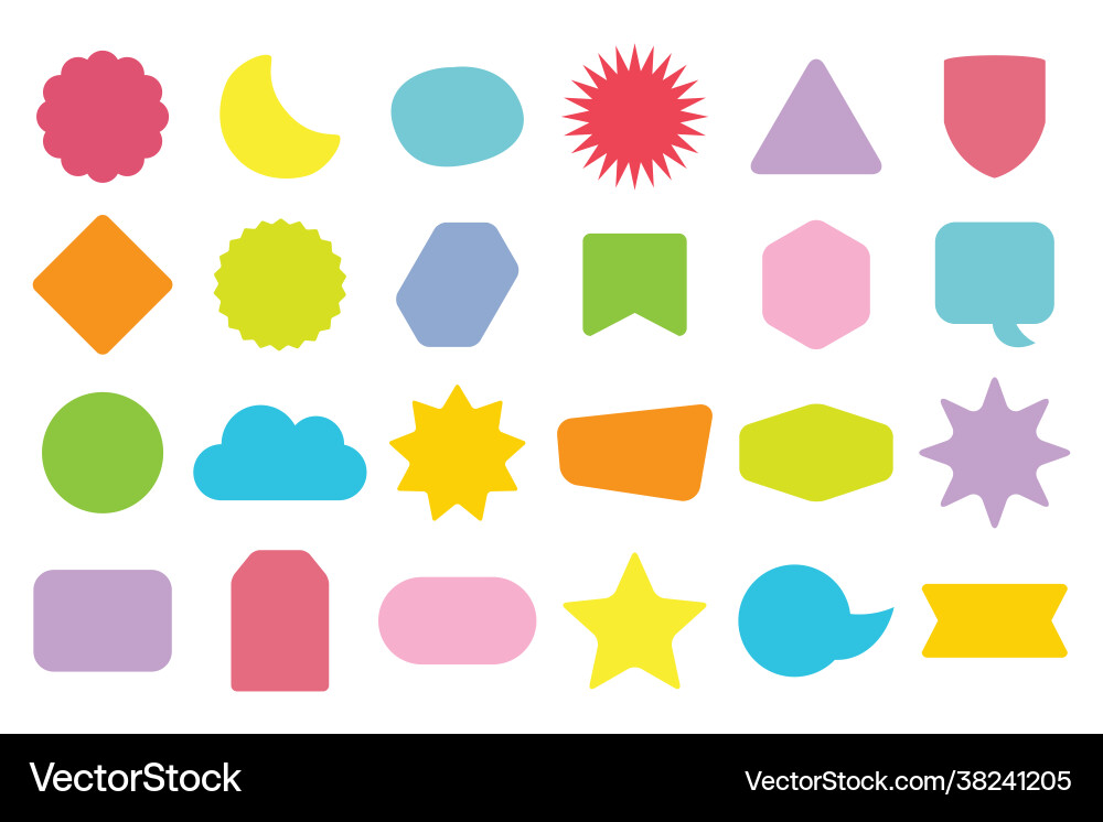 Kids Shapes Stickers & Labels Set Royalty Free Vector