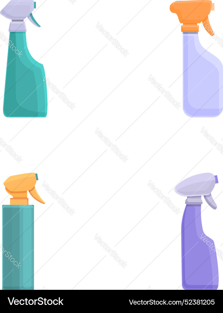 Plastic spray icons set cartoon cleaning Vector Image