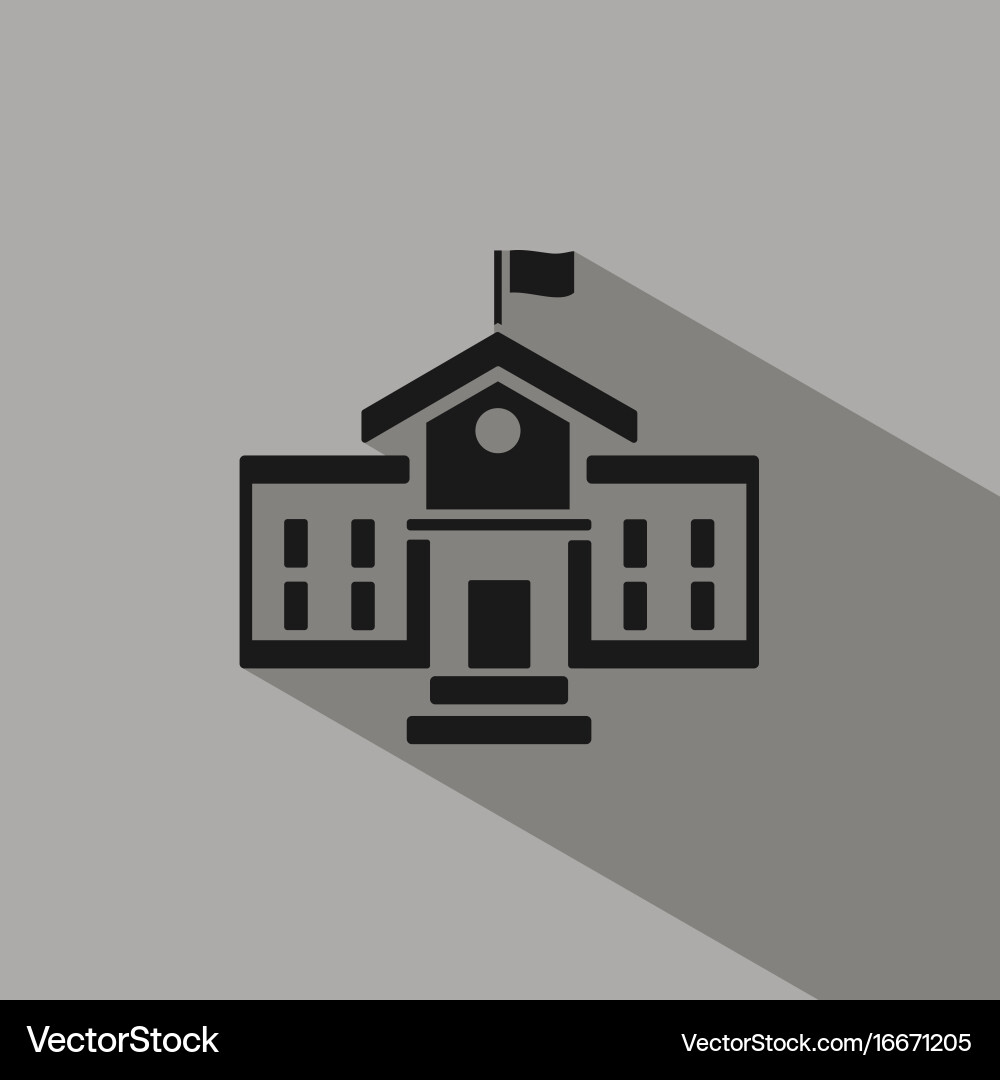 School building icon with shadow on grey Vector Image