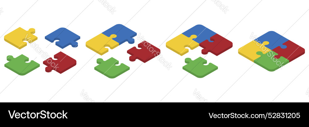 Set of isometric puzzle pieces concept Royalty Free Vector