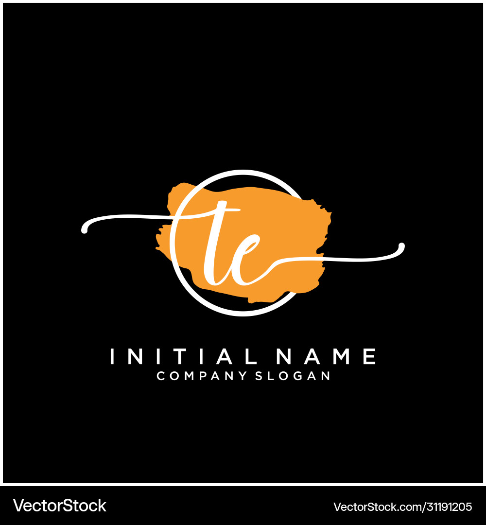 Te initial handwriting logo design with brush Vector Image