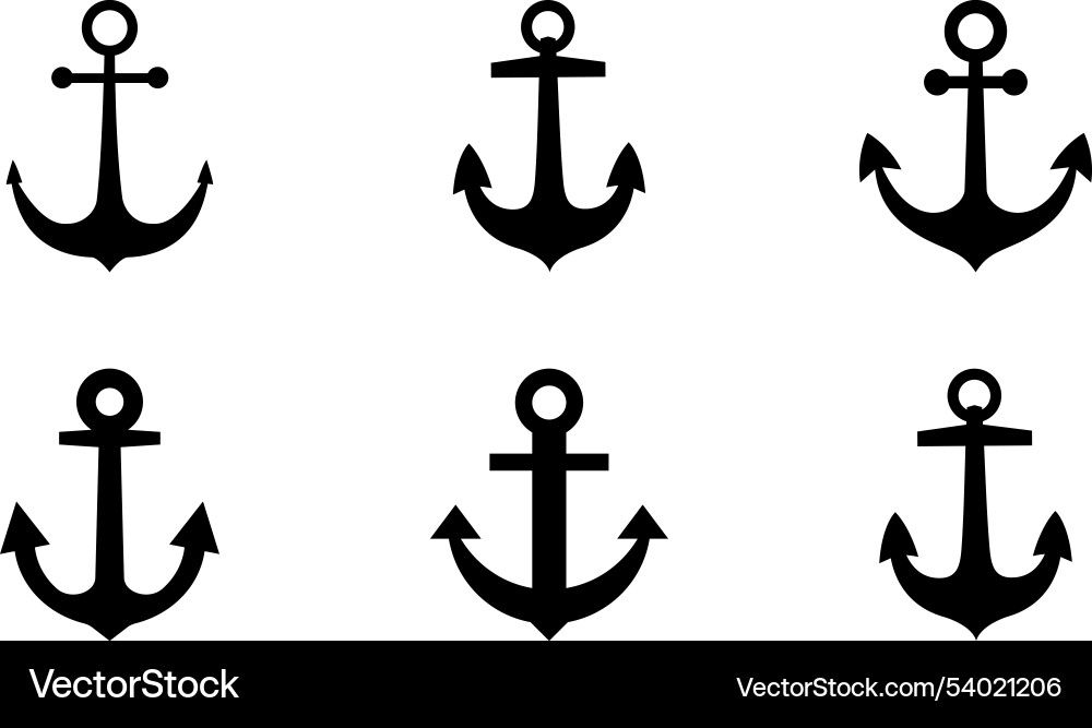 Anchor icon set for on white Royalty Free Vector Image