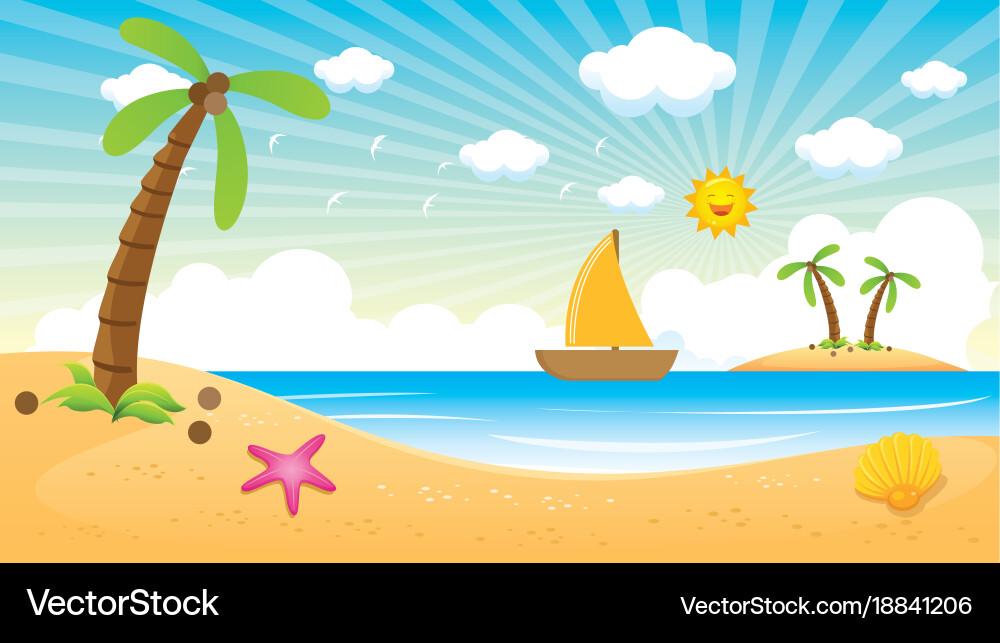 Beach and palm Royalty Free Vector Image - VectorStock