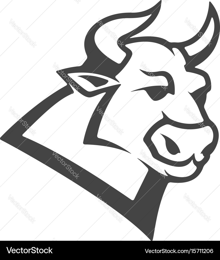 Bull head emblem isolated on white background Vector Image