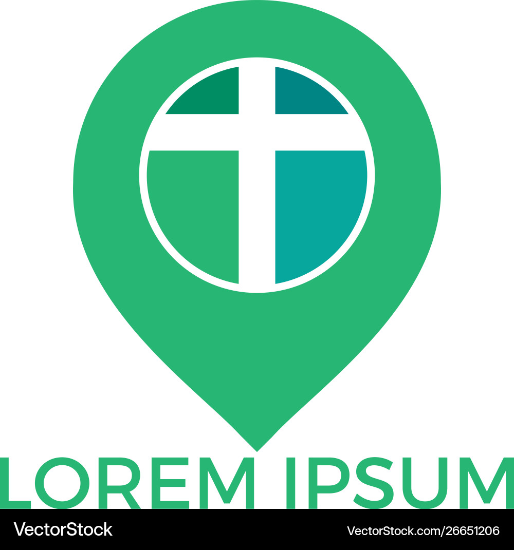 Church and map pointer logo design Royalty Free Vector Image