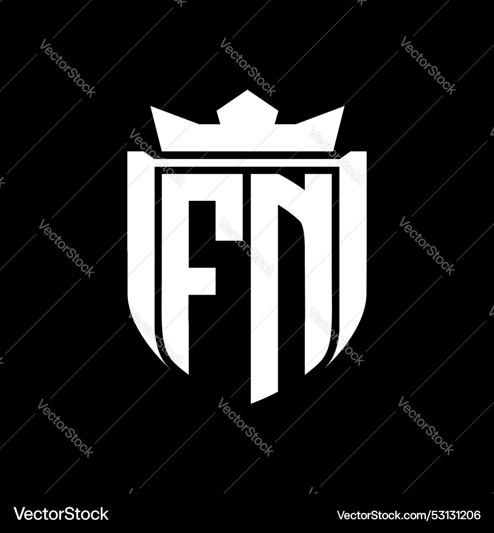 Fn letter logo shield shape inside badge Vector Image
