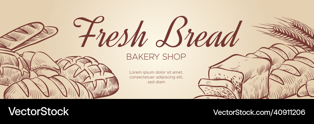 Fresh bread banner template horizontal bakery Vector Image