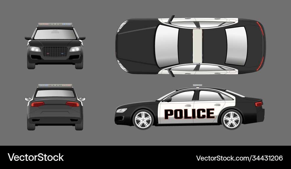 Isolated police car blueprint Royalty Free Vector Image