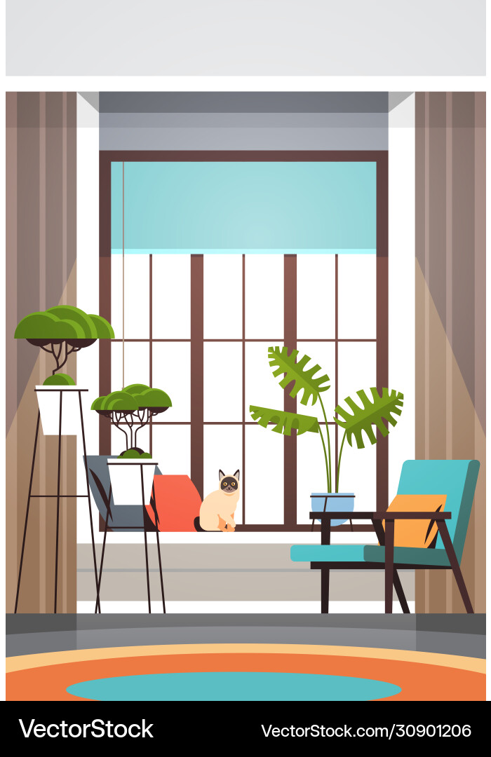 Modern empty living room interior no people Vector Image