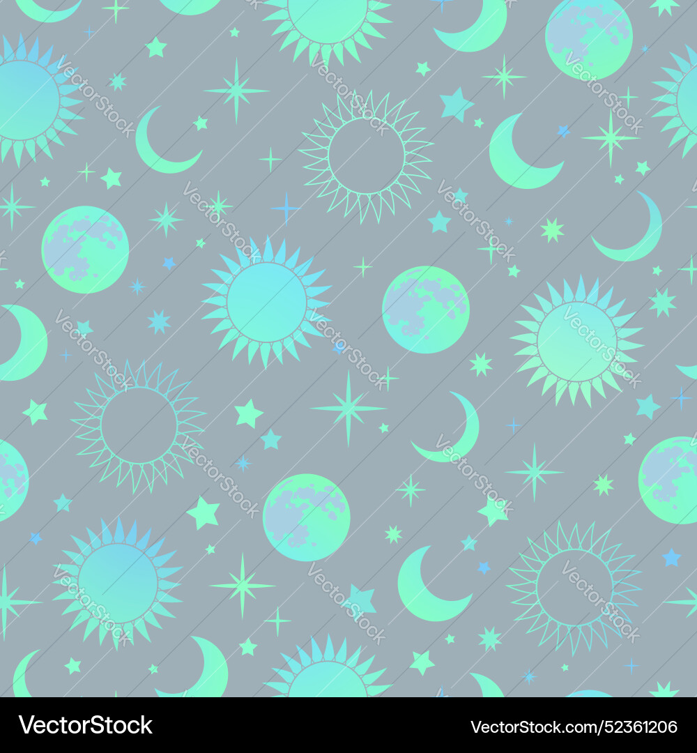 Mystical esoteric pattern with sun moon and stars Vector Image