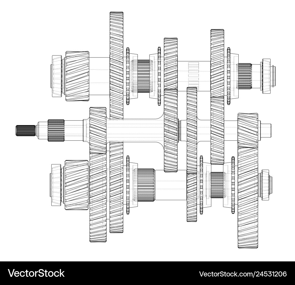 Outline gearbox concept Royalty Free Vector Image