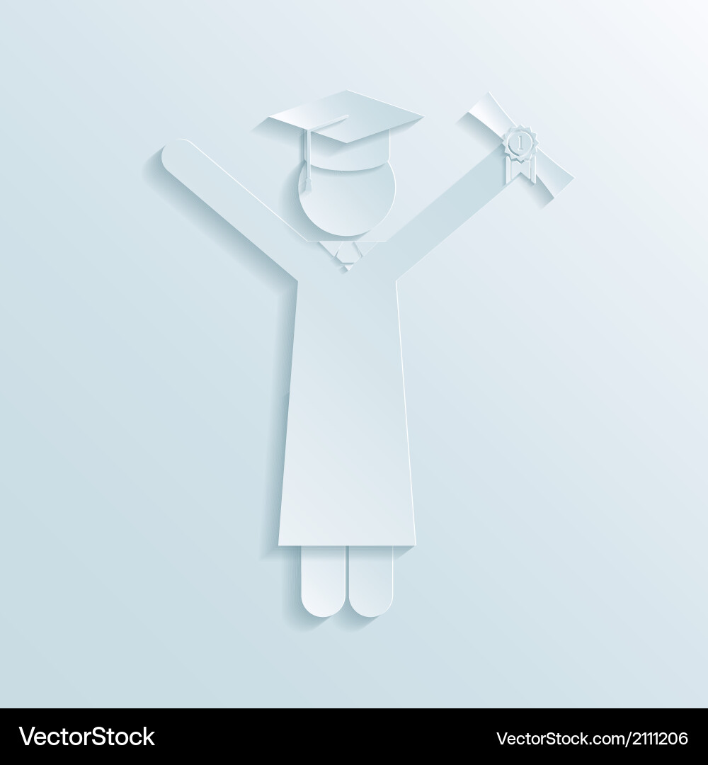 Paper icon of a graduate Royalty Free Vector Image