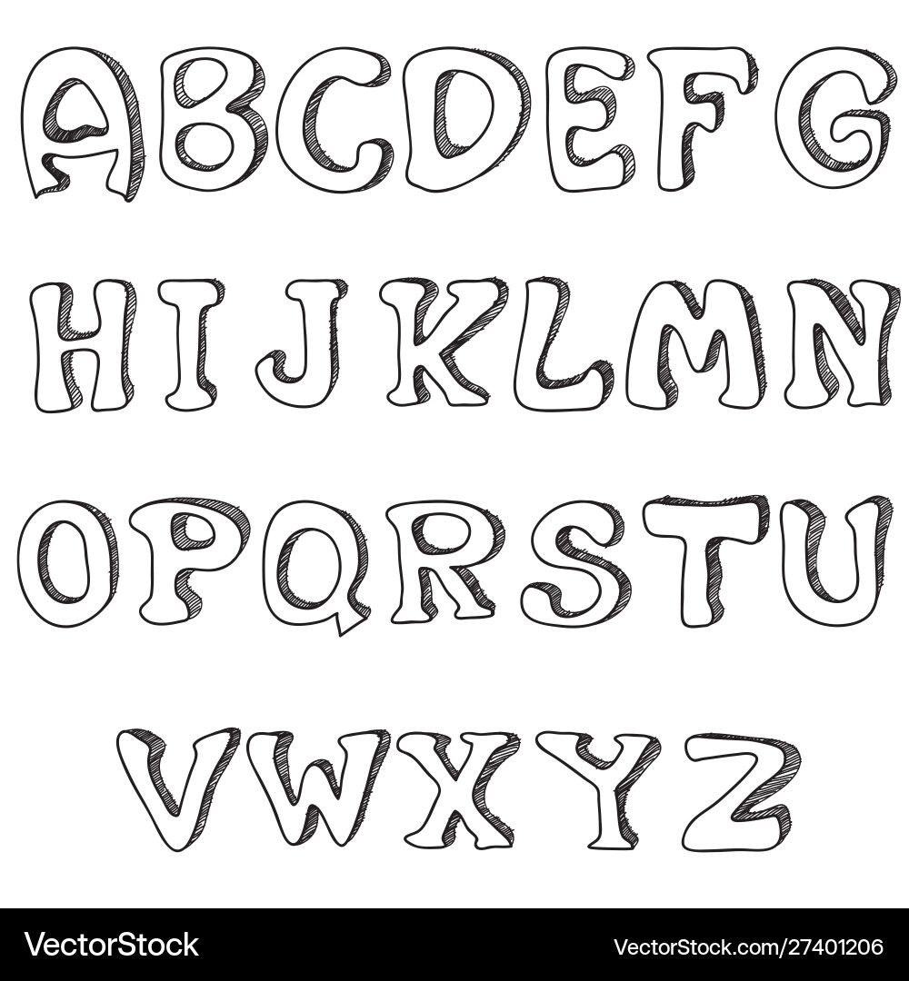 Set hand drawn doodle font isolated on white Vector Image