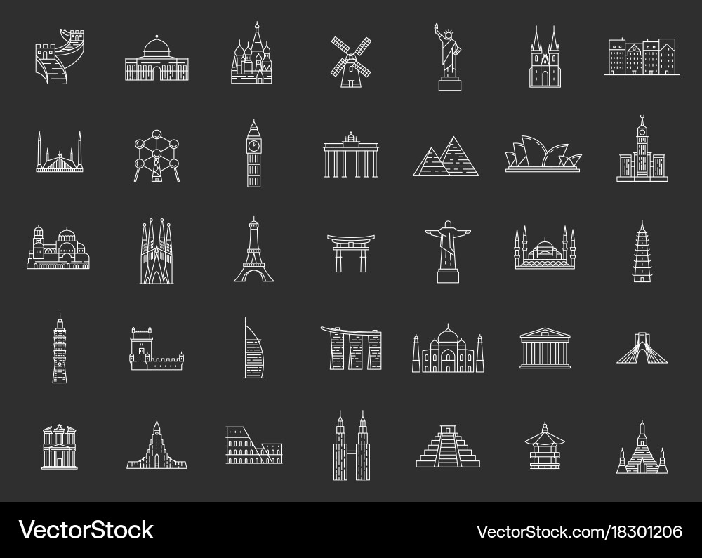 World Landmarks Collection Royalty Free Vector Image