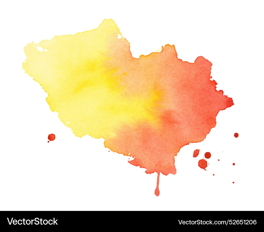Yellow and red watercolor liquid splatter Vector Image