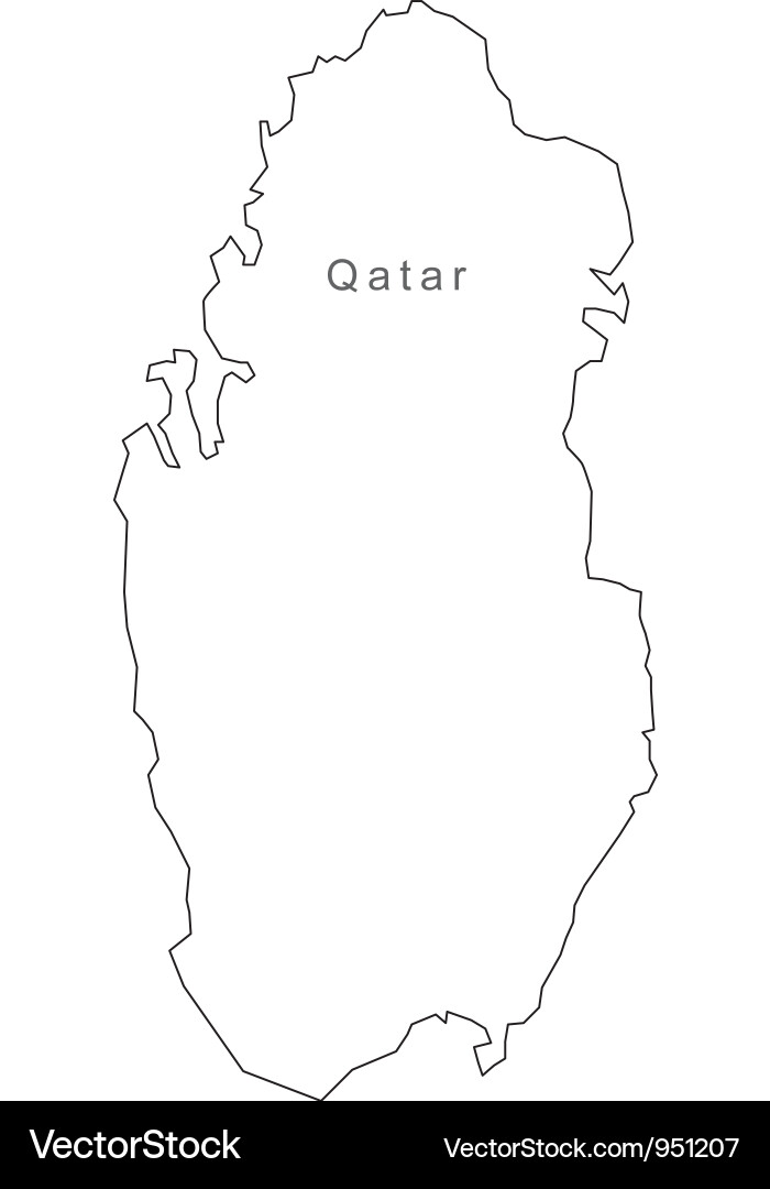 Black white qatar outline map Royalty Free Vector Image