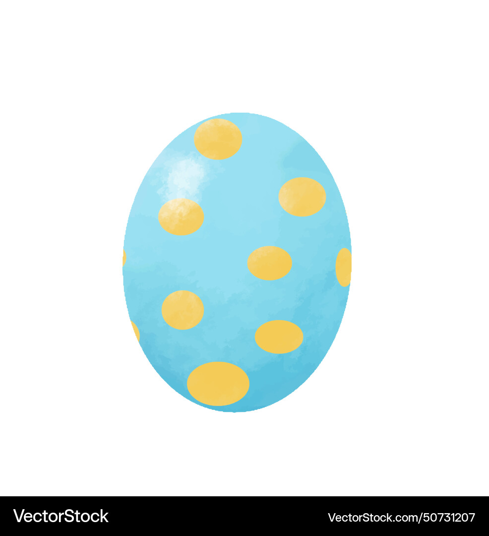 Blue easter egg with polka dots isolated on white Vector Image