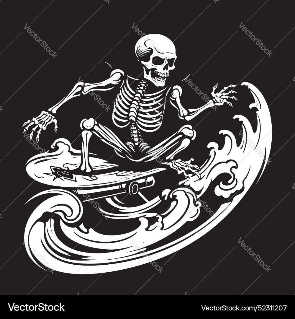 Boneboarding skeleton surfing logo surfin Vector Image