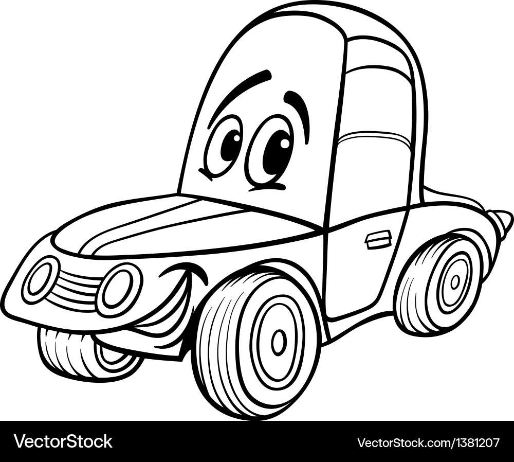 Car cartoon for coloring book Royalty Free Vector Image