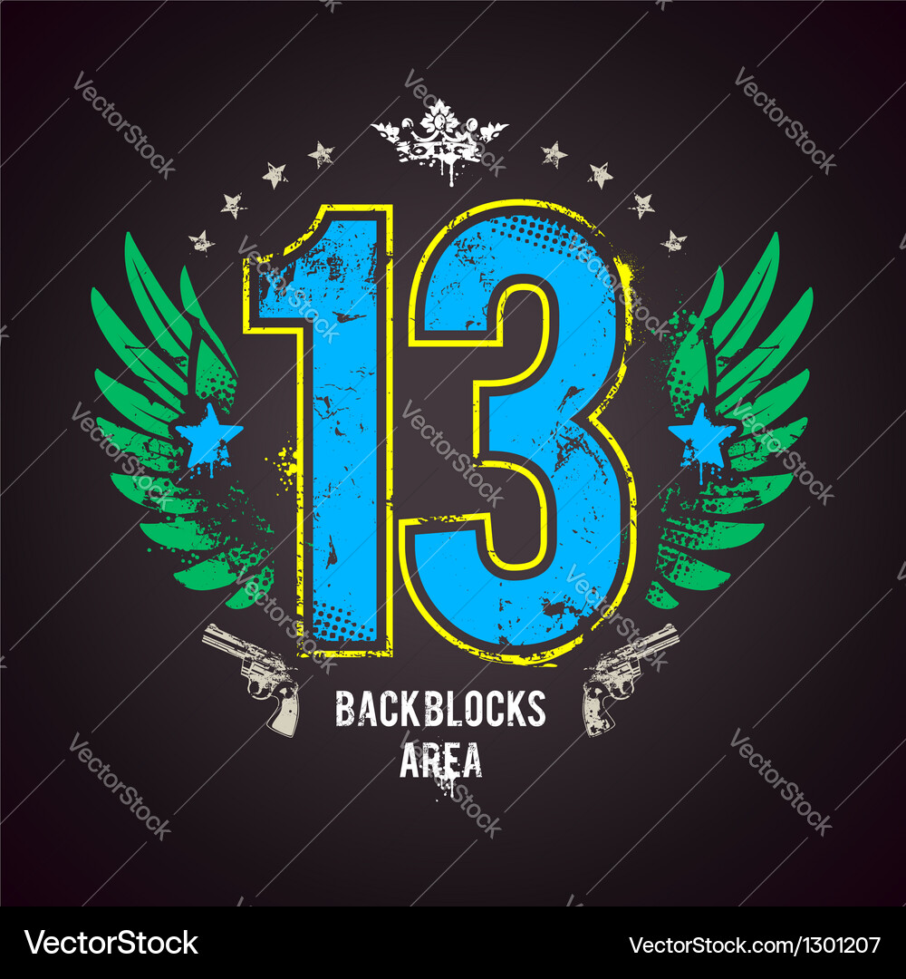 Grunge 13 Number Print Royalty Free Vector Image