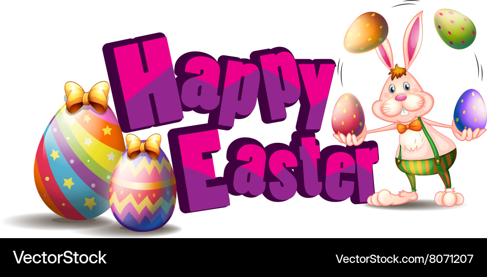Happy easter with bunny and egg Royalty Free Vector Image