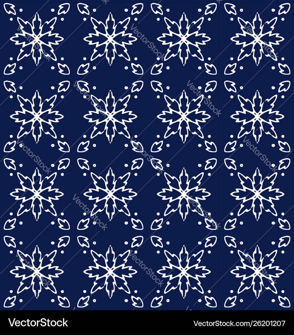 Indigo Floral Pattern Royalty Free Vector Image