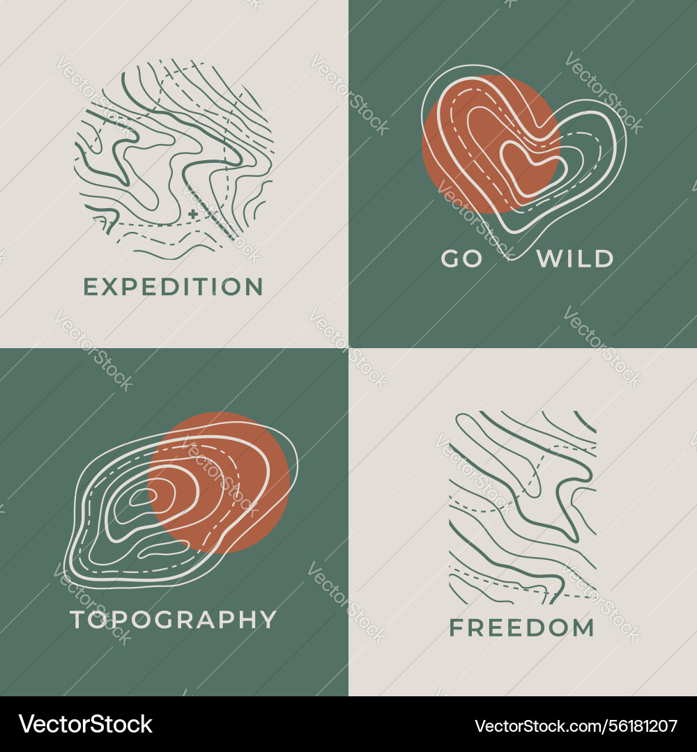 Modern expedition logos with topography lines Vector Image