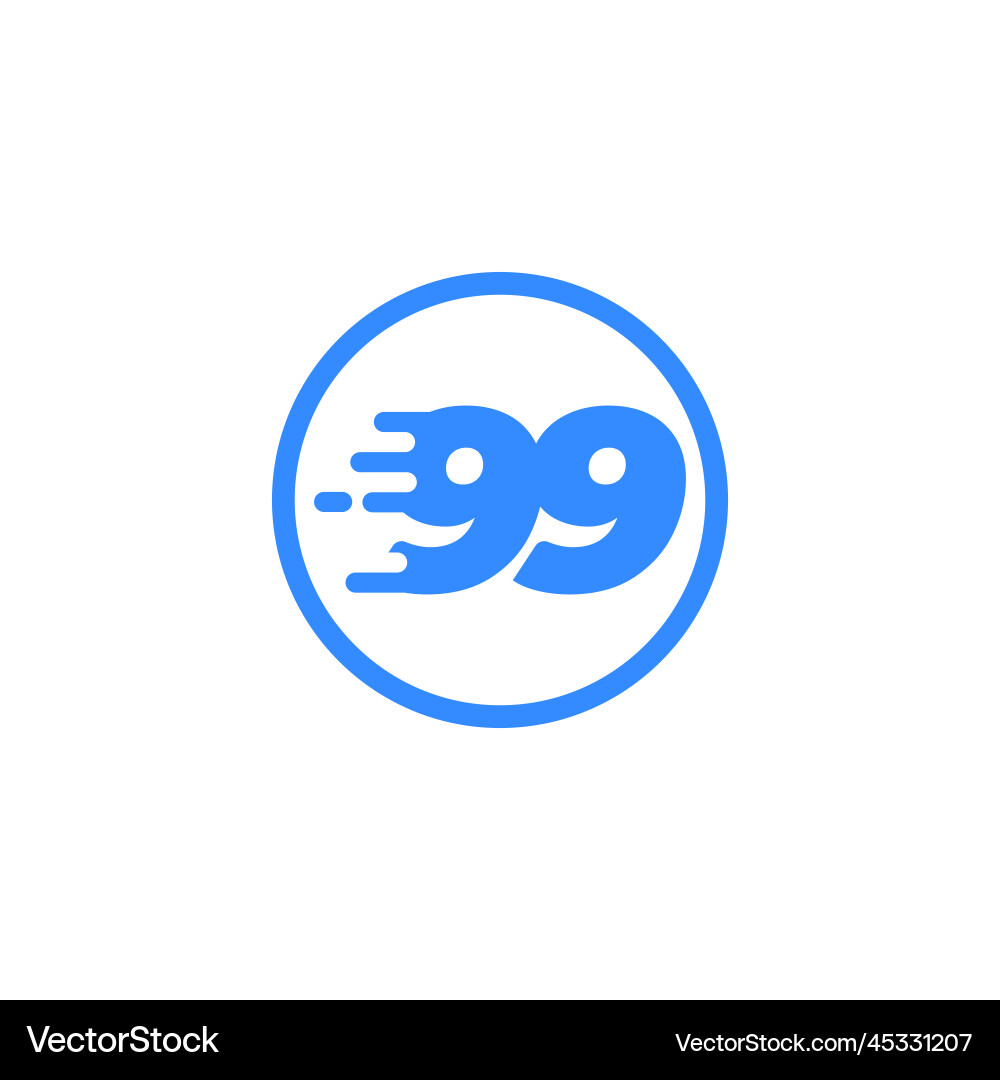 Number 99 speed modern logo Royalty Free Vector Image