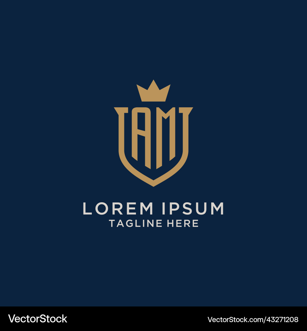 Am initial shield crown logo Royalty Free Vector Image