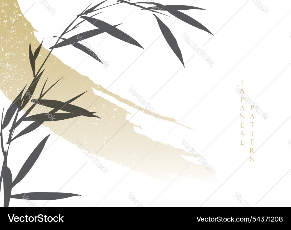 Bamboo branch of leaf and brush stroke shape Vector Image