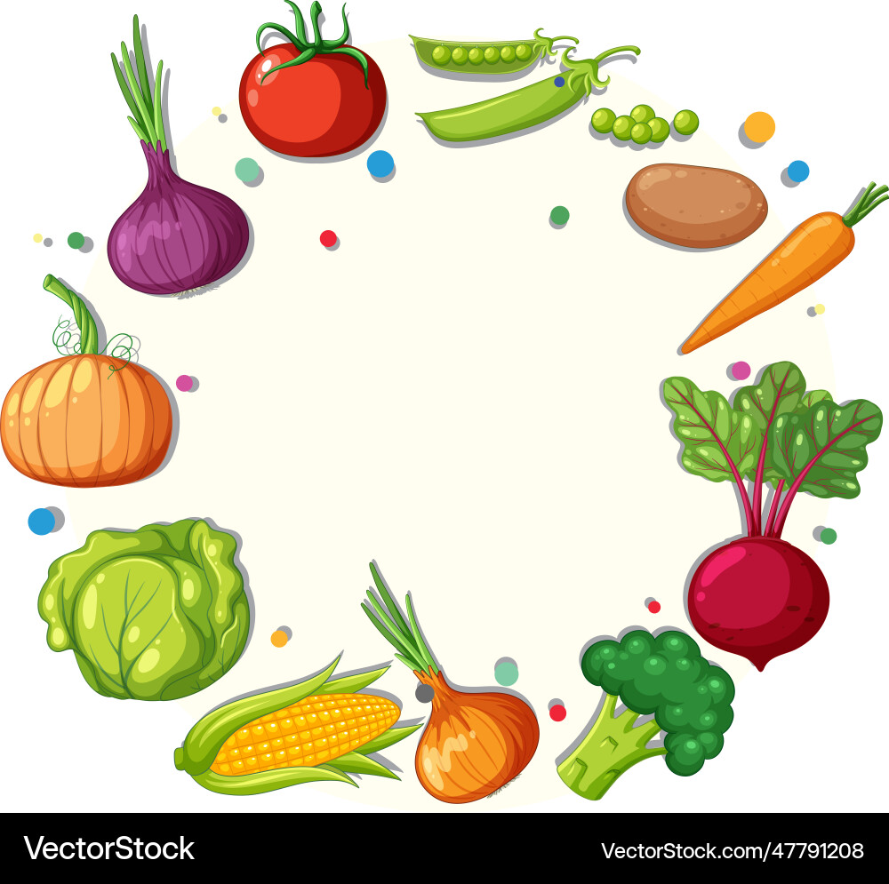 Fruit and vegetable round frame template Vector Image