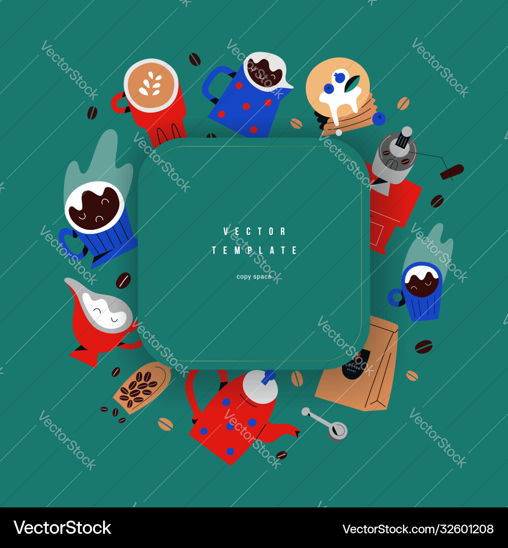 Modern coffee frame template Royalty Free Vector Image