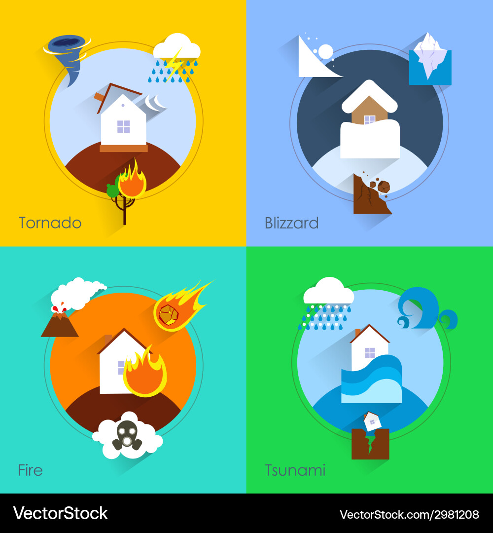 Natural disaster flat Royalty Free Vector Image