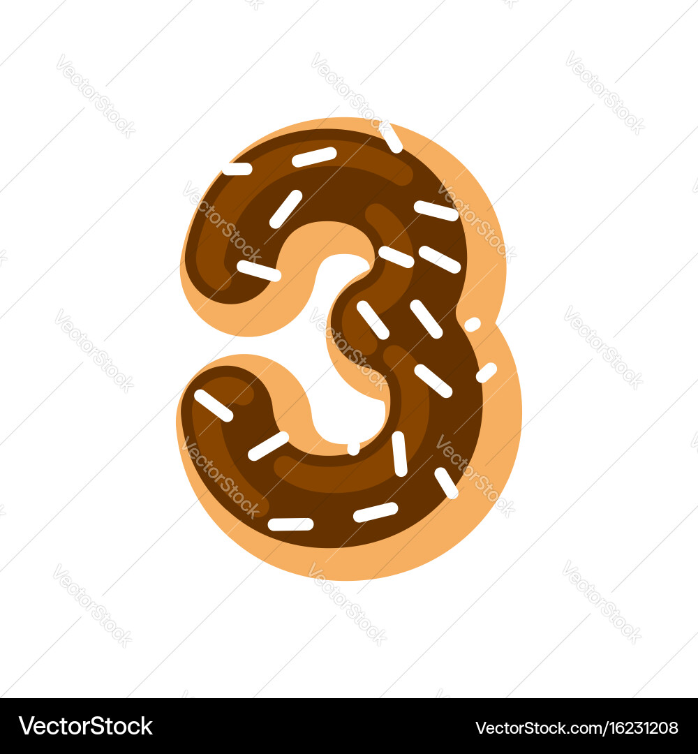 Number 3 donut doughnut font three sweet alphabet Vector Image