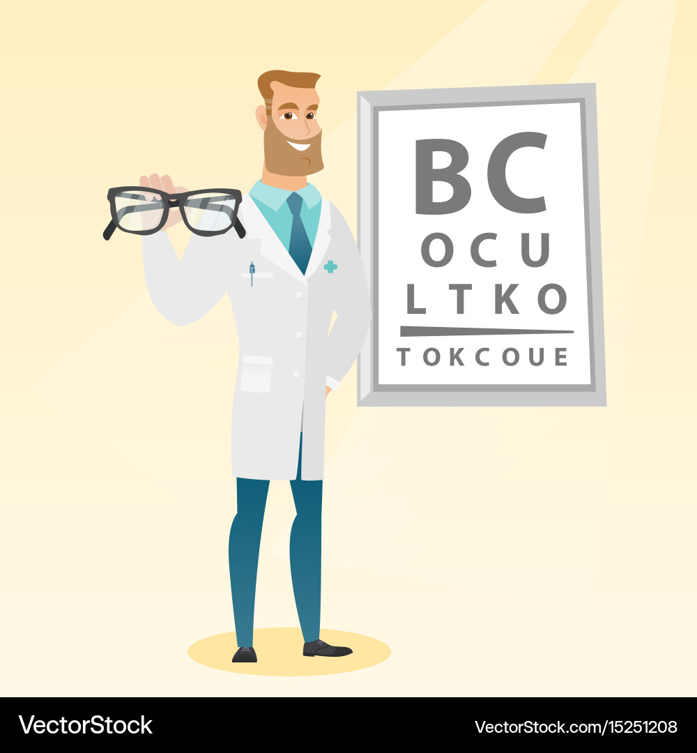 Professional ophthalmologist holding eyeglasses Vector Image